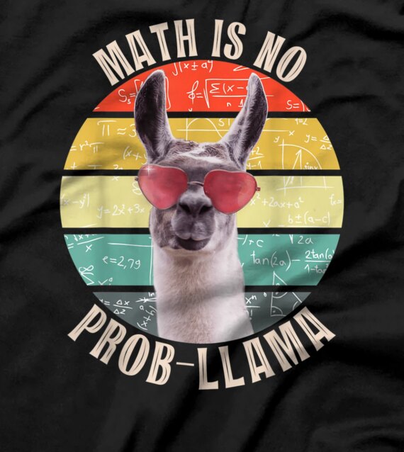 Math Is No Probllama Funny Llama Alpaca Math Teacher Nerd T-Shirt