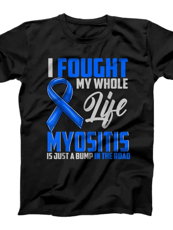Myositis Awareness Dermatomyositis Related Blue Ribbon T-Shirt Myositis Awareness Dermatomyositis Related Blue Ribbon T-Shirt
